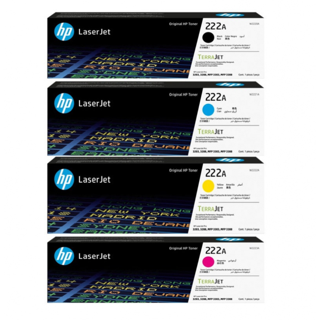 HP 222A 4-Color set for HP LaserJet Pro 3201-3204, 3288, 3303 – SKYROCKUAE