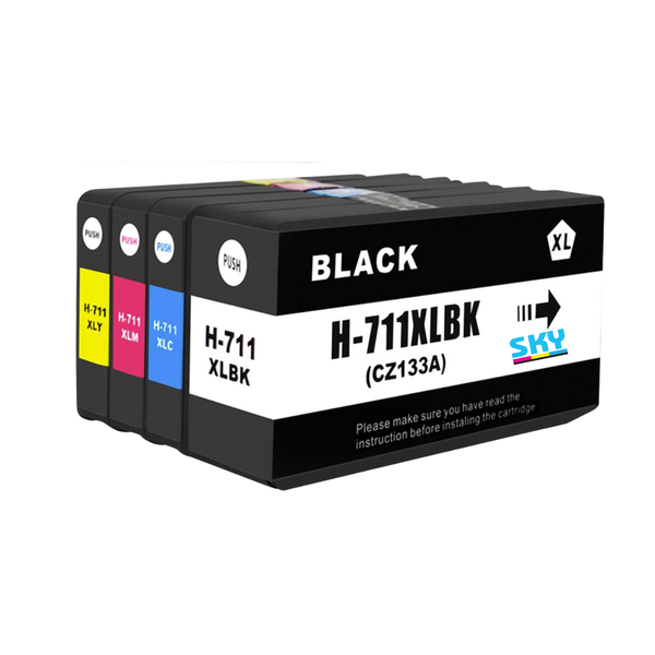 SKY 711 4-Color set of High Capacity Compatible Ink Cartridges for HP ...