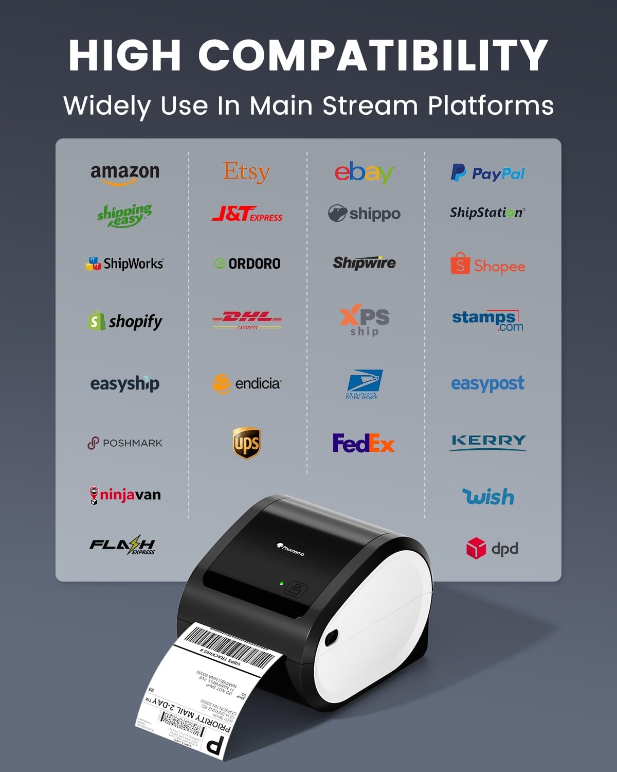 D520BT Bluetooth Thermal Label Printer with 2 rolls of 4 x 6 inch Labe ...