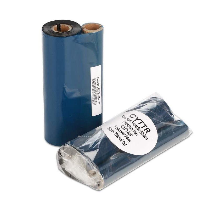 Thermal Transfer Wax Ribbon 110mm x 74m with half inch core wax out fo ...