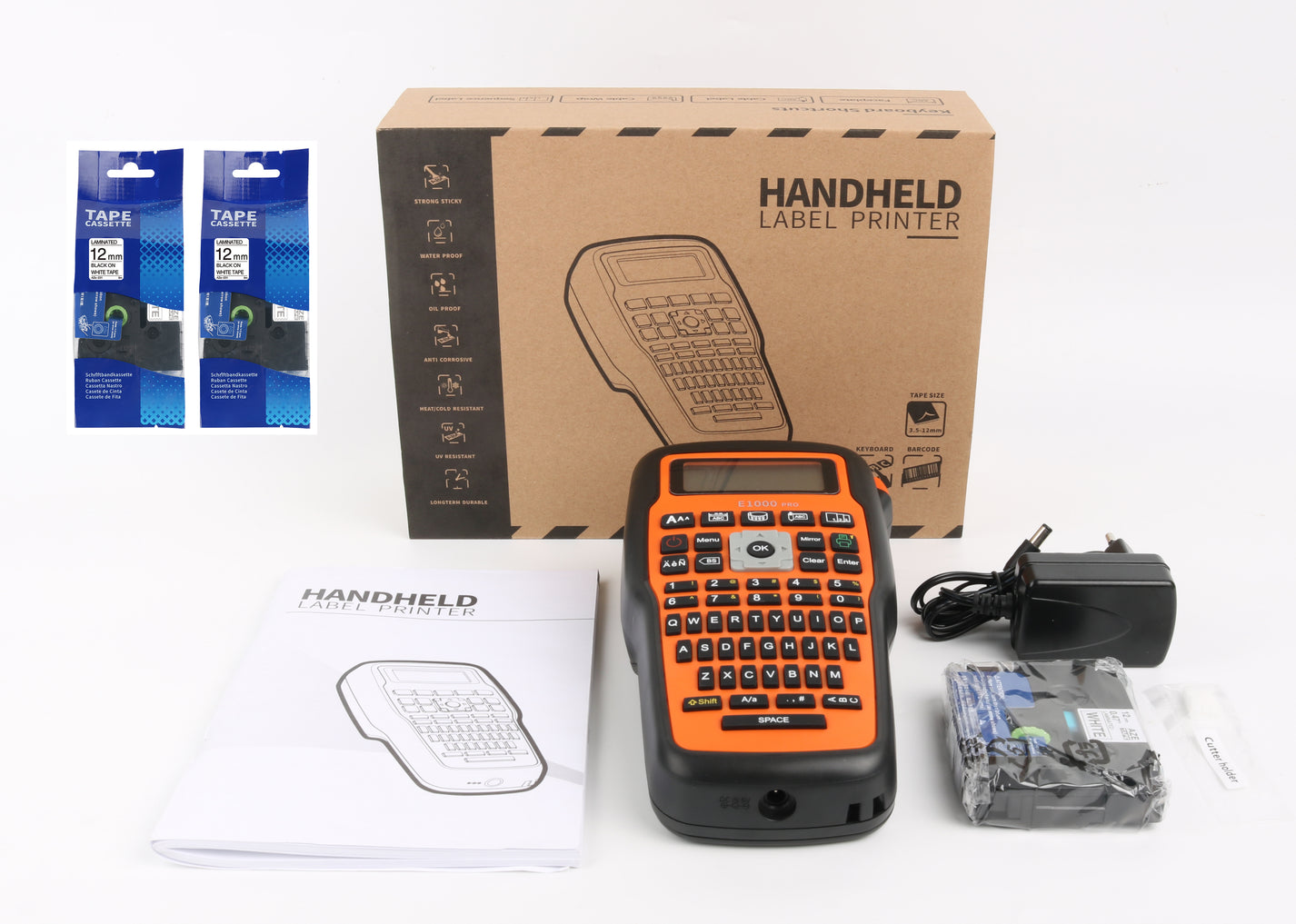 SKY E1000 pro Portable Label Maker compatible with TZe 6, 9 and 12mm t ...